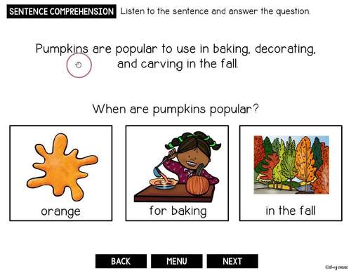 Pumpkins Speech and Language Activities No Print Interactive PDF Speech ...