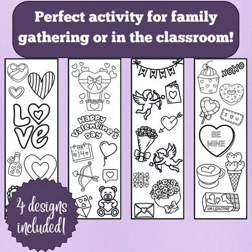 Valentine’s Day Bookmarks Printable for Classroom Kids Valentine ...
