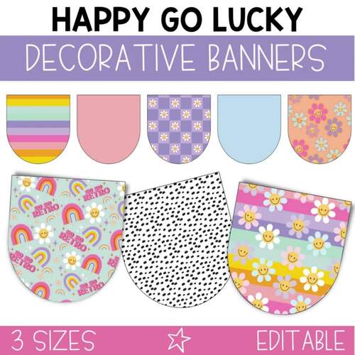 Retro Groovy Bulletin Board Bunting Banners / Retro Decorative Banners
