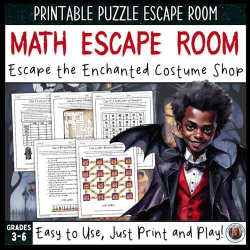 Halloween Math Puzzle Escape Room for Upper Elementary & Middle School