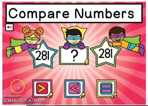 Boom Cards™ Superhero Compare Three Digit Numbers by Leigh's Library