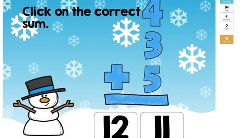 Adding 3 Numbers - BOOM™ CARDS - Winter Version by It's All Primary