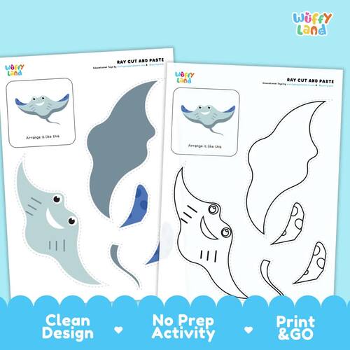 Ray Craft | Ocean Animal Cut and Paste Activity + Sea Life Coloring Pages
