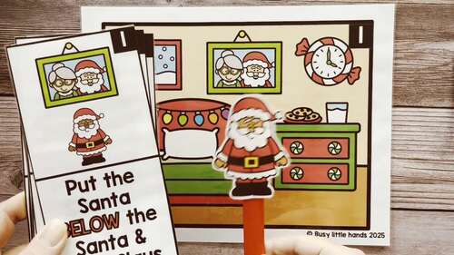 Positional Words- Santas- Christmas - Preschool, Kindergarten, Special Ed