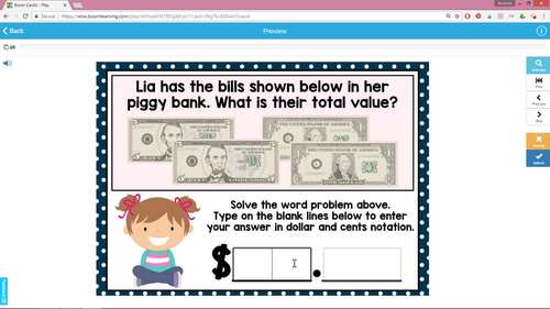 Money Word Problems Boom Cards (Amounts over $5) by Second Grade Smiles