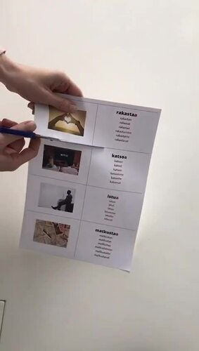 Learn FINNISH. 100 most commonly used Finnish verbs in picture cards.