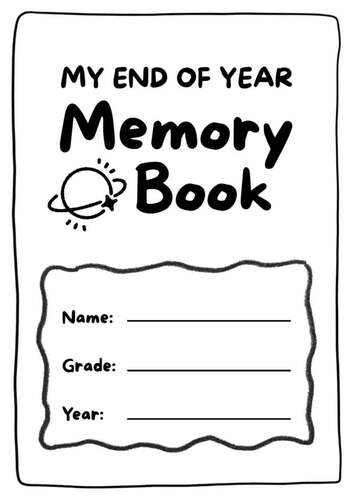 End of year Memory book - Last day of school activities worksheet