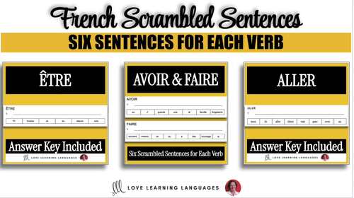 French Être Aller Avoir Faire Scrambled Sentences Exercise | TPT