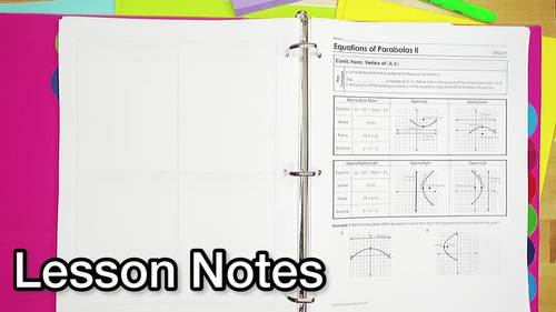 Equations of Parabolas II Lesson by Math Beach Solutions | TPT