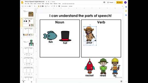 Parts of Speech Digital Basics for Special Ed | Distance Learning
