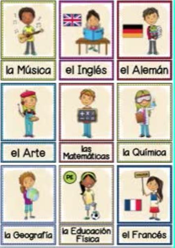 ASIGNATURAS - Picture + Word Cards (Spanish) by My Teaching Factory