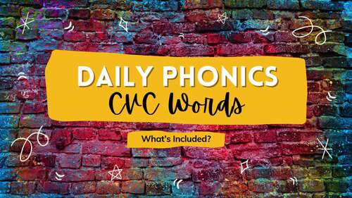 CVC Daily Phonics | 20 Weeks | Smartboard Slides + Word Cards | BUNDLE