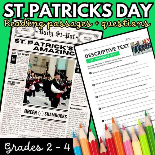 St Patricks Day Reading Comprehension Passage with Questions | Grades 2,3,4