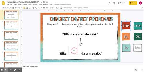Editable Spanish Indirect Object Pronouns Digital Drag and Drop Slides ...