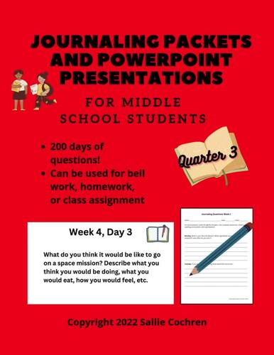 Middle School Journaling Packet and PowerPoint (TM) Presentation ...