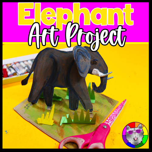 African Elephant Sculpture Art Project, Cardboard and Oil Pastel Lesson