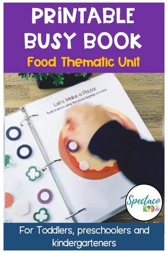 Printable Busy Book for Toddlers Pre-K K Food Theme learning binder