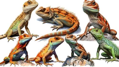 Watercolor Lizard Clipart Set of 20 Files by ArtisticTimberStudio