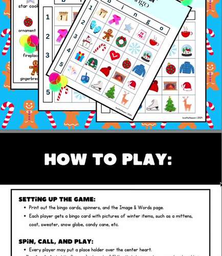Winter Bingo Game, Vocabulary & Language Activity, ESL K-2, Speaking ...