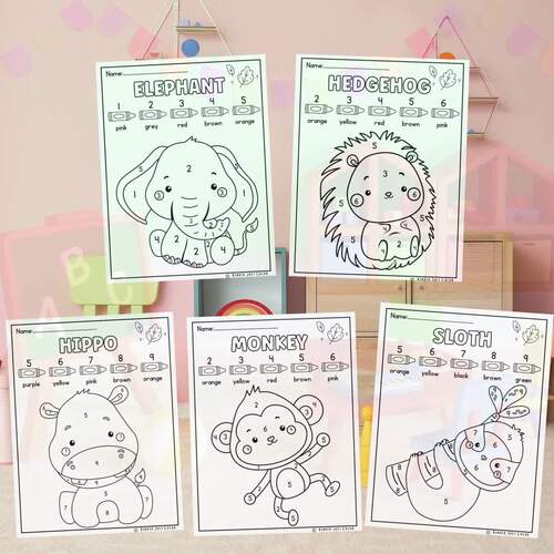 Color by Code SAFARI ANIMALS Color by Number to 10 Coloring Pages ...