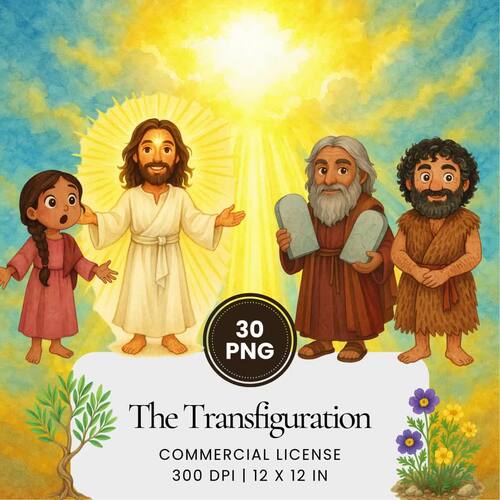 The Transfiguration New Testament Bible Story Watercolor Clipart