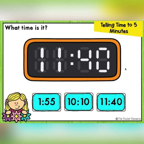 Telling Time to the Nearest 5 Minutes BOOM™ Cards 2.MD.7 by The Rocket ...