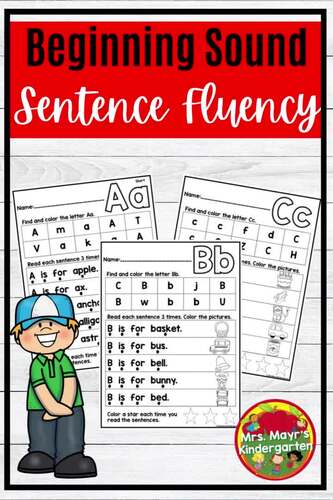 Beginning Sounds Alphabet Sentences Fluency Set by Mrs Mayr's Kindergarten