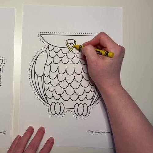 Owl Puppet Paper Bag Craft Activity Coloring Woodland Forest Animal