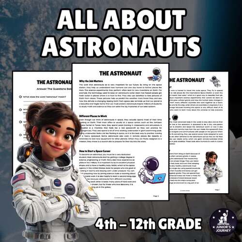 Astronaut Reading Comprehension | Career Exploration Worksheet | TPT