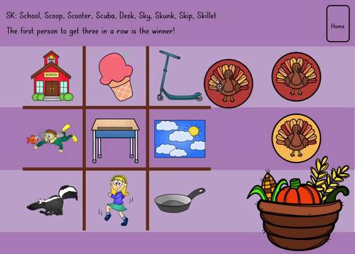 Thanksgiving Articulation Tic Tac Toe Game for Speech Therapy | TPT