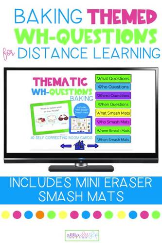 Baking WH Questions BOOM Card for Speech Therapy by Anna Dee SLP