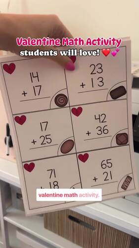 Valentine Chocolate Math Game Addition, Subtraction, Multiplication ...