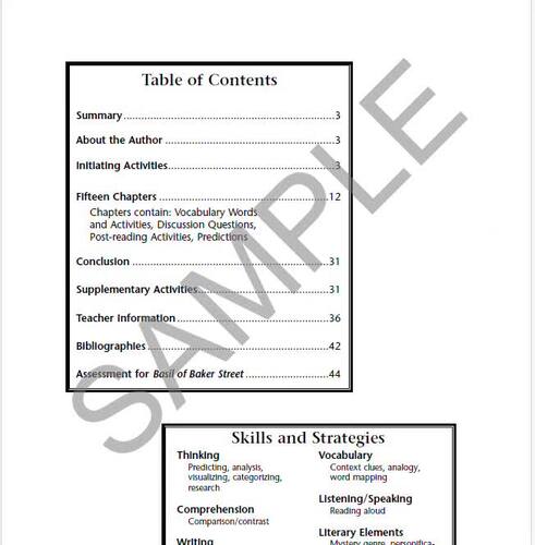 Basil of Baker Street Novel Units® Teacher Guide Novel Study | TPT