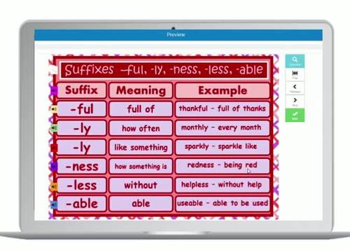 Valentine's Day Suffixes (- ness, -less, -ly, -ful, -able) Boom Cards ...