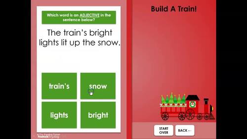 Find the Adjectives Digital Hunt Train Game for DECEMBER by The Reading ...