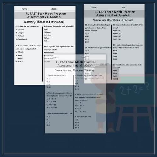 FL FAST RENAISSANCE Star Math Practice Assessment #3 | 3rd Grade -Test Prep