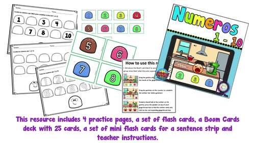 Numeros 1 - 10 Boom Cards™ and practice pages by Cloud Ten | TPT