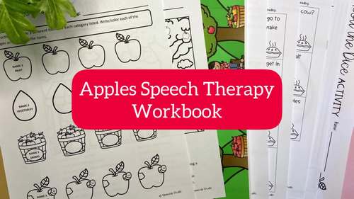 Apple Themed Language and Articulation Workbook for Speech Therapy NO PREP