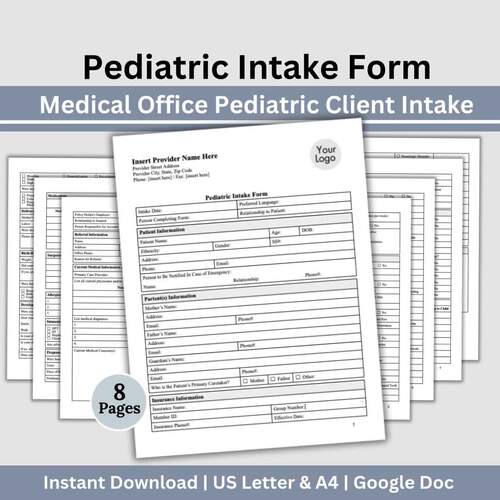 Pediatric Medical Intake Form: Editable Google Doc Template (US Letter ...