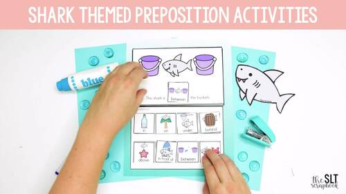 Prepositions Activities for Speech Therapy - Shark Themed Spatial Concepts