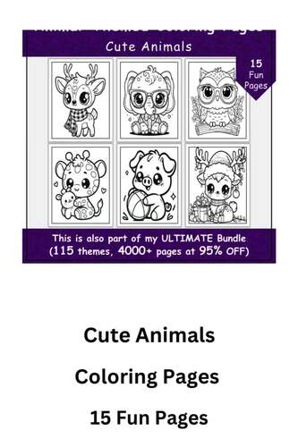 Kawaii Cute Animals | Creative Coloring Sheets for Kids & Students by ...