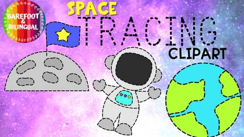 Space Tracing Clipart - Simple Outer Space Clipart for Tracing Activities