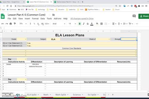 Lesson Plan Templates. Grades K-5. Drop-down Common Core and NGSS