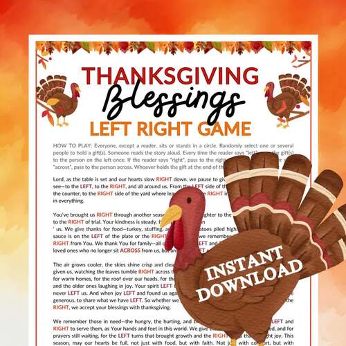 Thanksgiving Blessings Left Right Game: Christian Printable for Groups