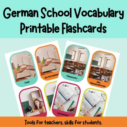 Printable German School Vocabulary Flashcards | English–German ...