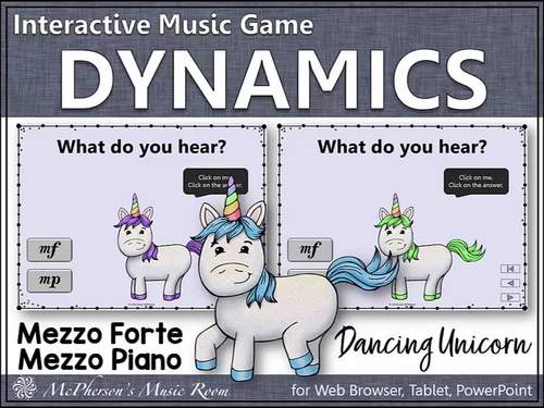Dynamics Mezzo Forte Mezzo Piano Interactive Music Game {Dancing Unicorn}