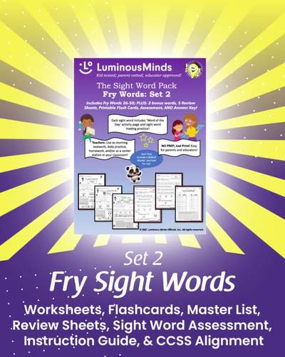 Sight Word Worksheet Bundle Pack Set 2 | Fry Words 26-50 Plus Bonus Words