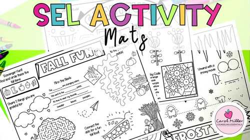 SEL Activity Mats | Counseling Lunch Bunch Placemat | Social Skills
