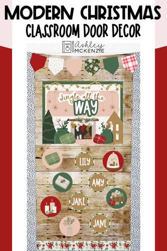 Modern Christmas Classroom Door Decor Kit by Ashley McKenzie | TPT