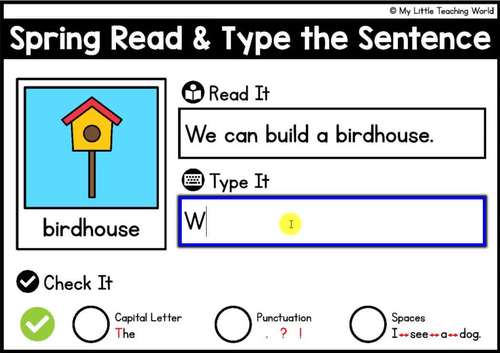 Spring Read & Type the Sentence Boom Cards | Distance Learning | TPT